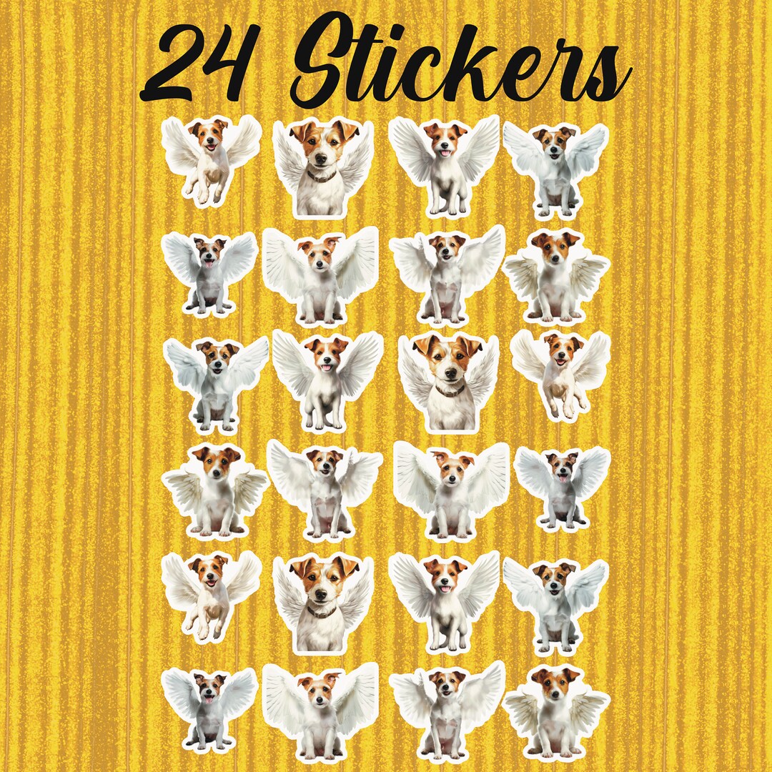 Jack Russell Terrier Angel Stickers, Set of 24 Stickers, Heaven ...