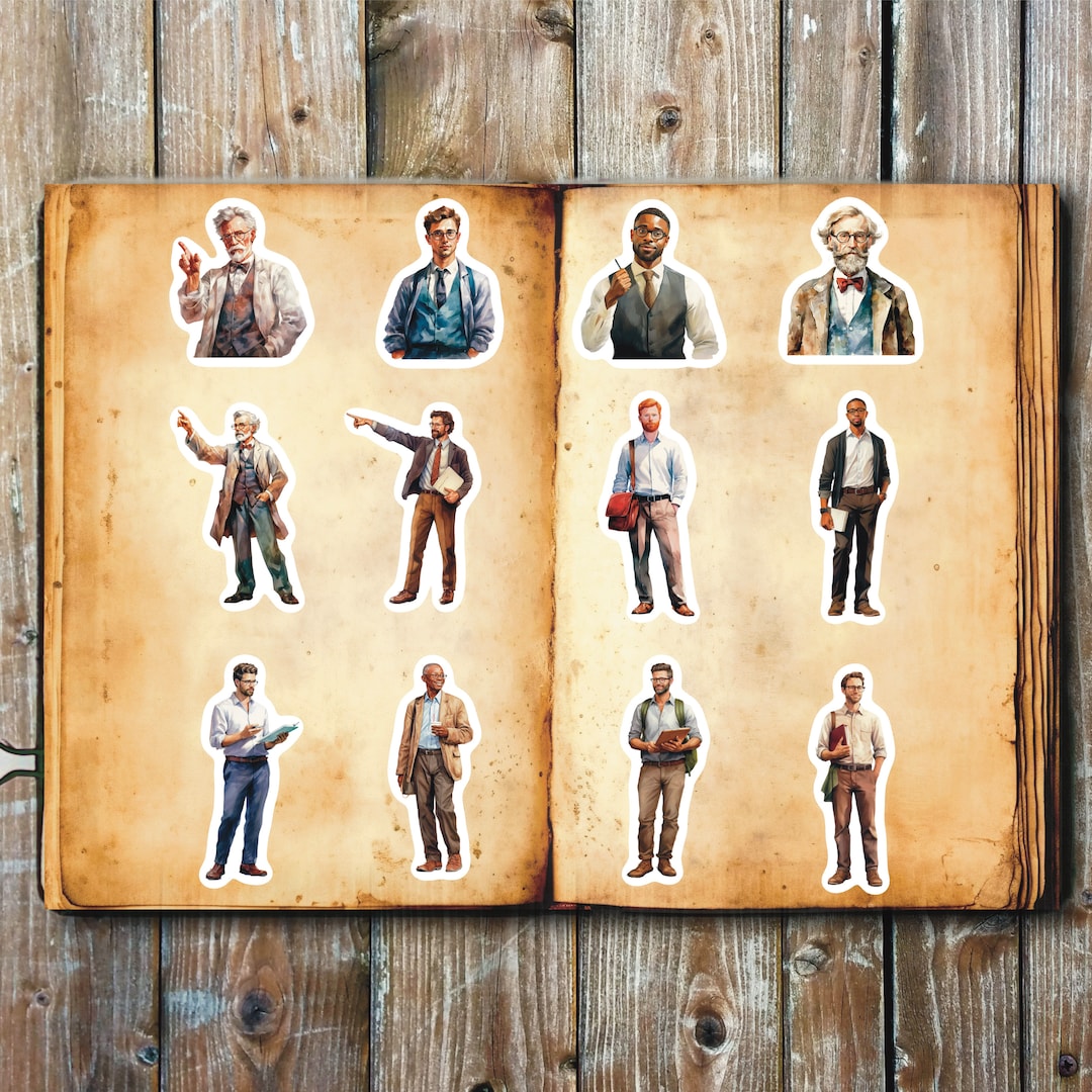 Professor Stickers, Set of 24 Stickers, Man Stickers, Men Stickers, Man ...