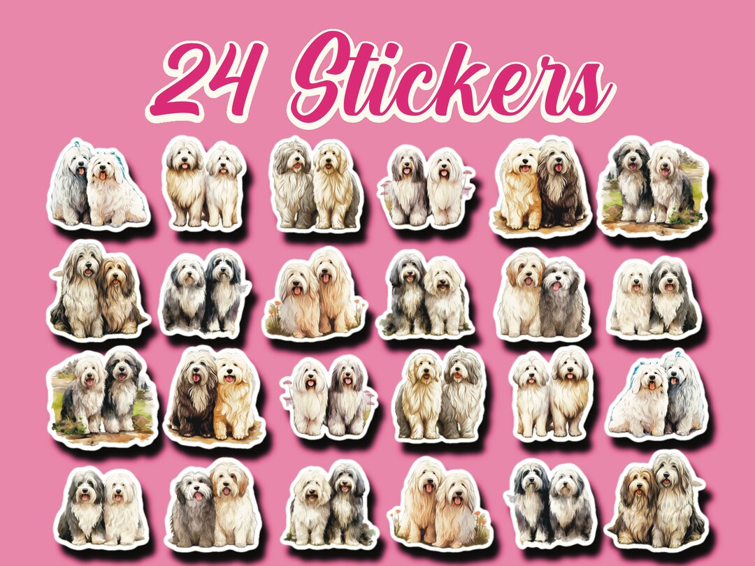 Sheepdog Stickers, Set of 24 Stickers, Love Stickers, Couple Sticker ...