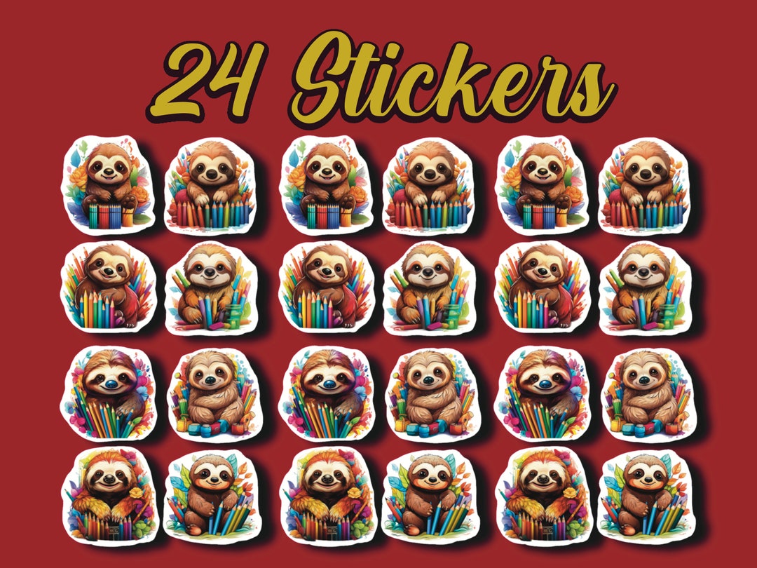 Sloth Back to School Stickers, Set of 24 Stickers, Journal Sticker, Die ...