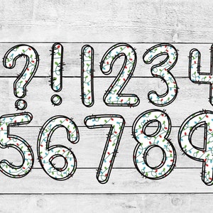 Christmas Lights Doodle Letters PNG With Doodle Outline, Christmas ...