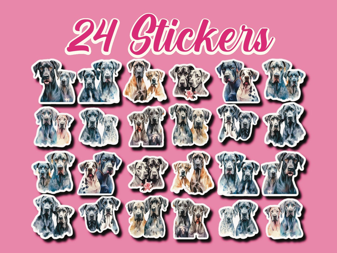 Great Dane Stickers, Set 24 Stickers, Love Stickers, Couple Sticker ...