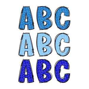 Blue Stars Doodle Letters PNG With Doodle Outline, Clipart Alphabet ...