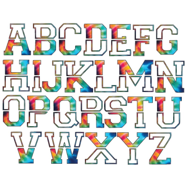 Tie Dye Half Font Letters PNG Half Fill Font SVG Clipart - Etsy