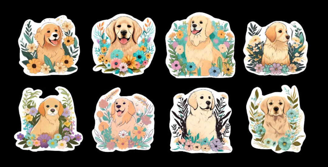 Golden Retriever, Set of 24 Stickers, Sticker, Journal Sticker, Die Cut ...