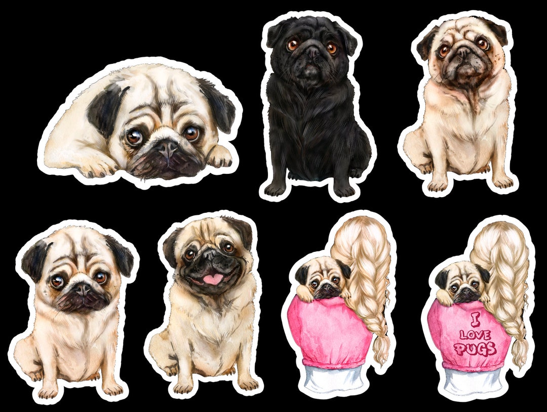 Pug Dog, Set of 21 Stickers, Sticker, Journal Sticker, Die Cut Stickers ...