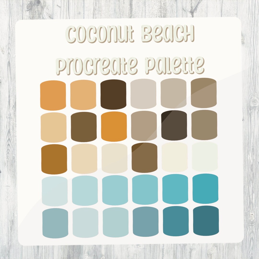Coconut Beach Procreate Color Palette, 30 Color Palette, Complimentary ...