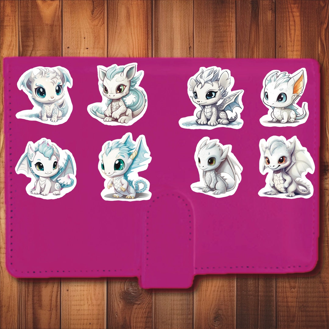 Kawaii White Dragon, Set of 24 Stickers, Sticker, Journal Sticker, Die ...