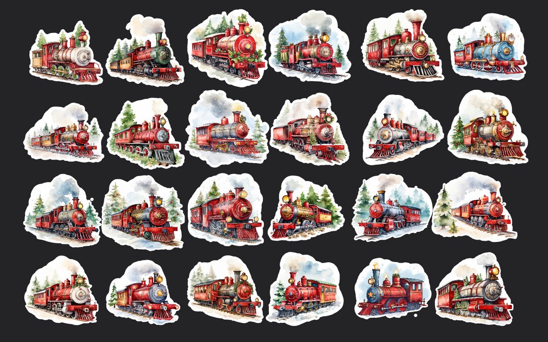 Christmas Train Stickers, Set of 24 Stickers, Christmas Stickers ...