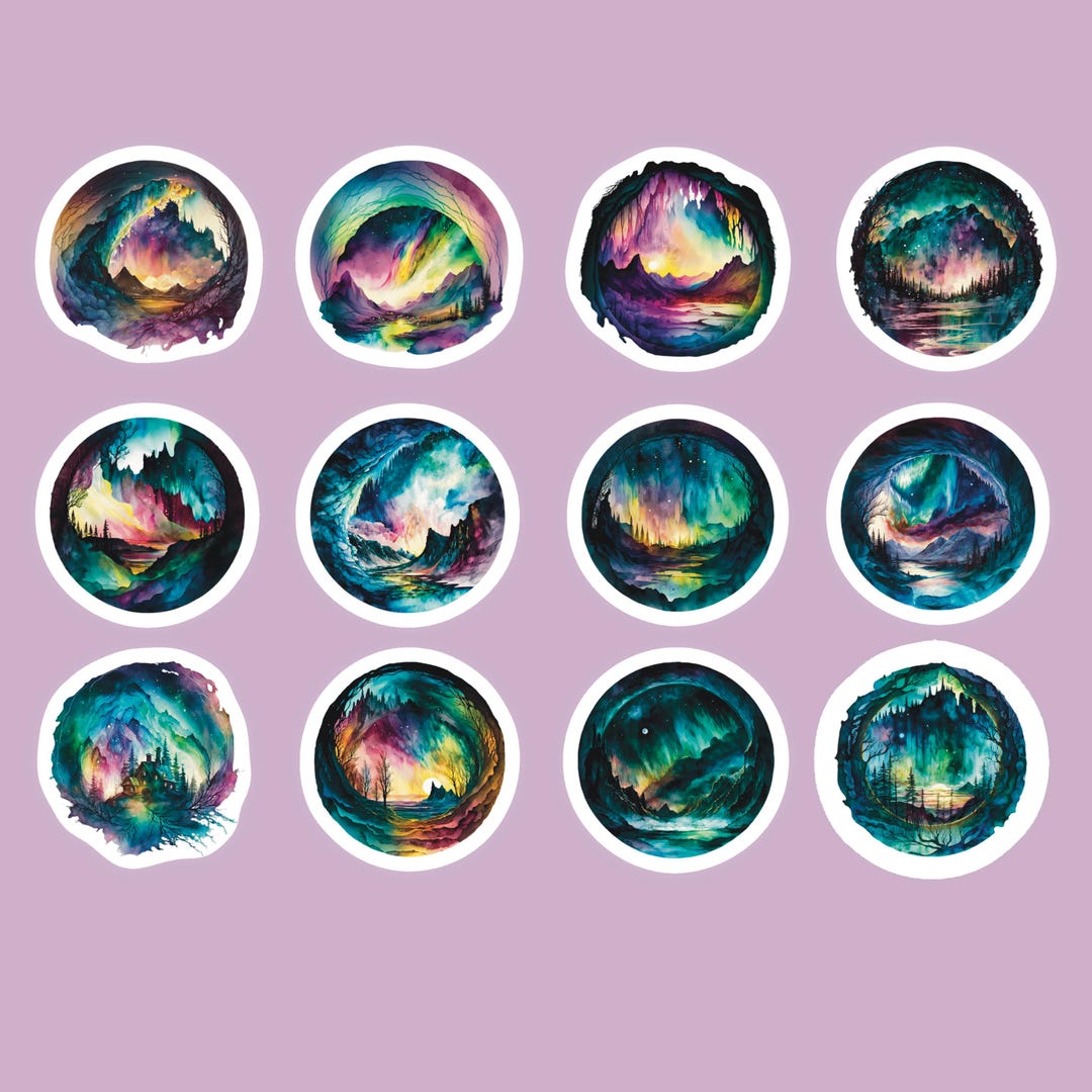 Northern Lights Stickers, Set of 24 Stickers, Sticker, Journal Sticker ...