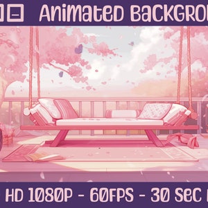 Animated Background Lofi Pink Aesthetic, Porch Sakura for Vtuber ...