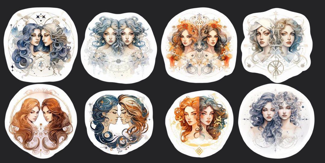 Gemini Stickers, Set of 24 Stickers, Journal Stickers, Die Cut Stickers ...
