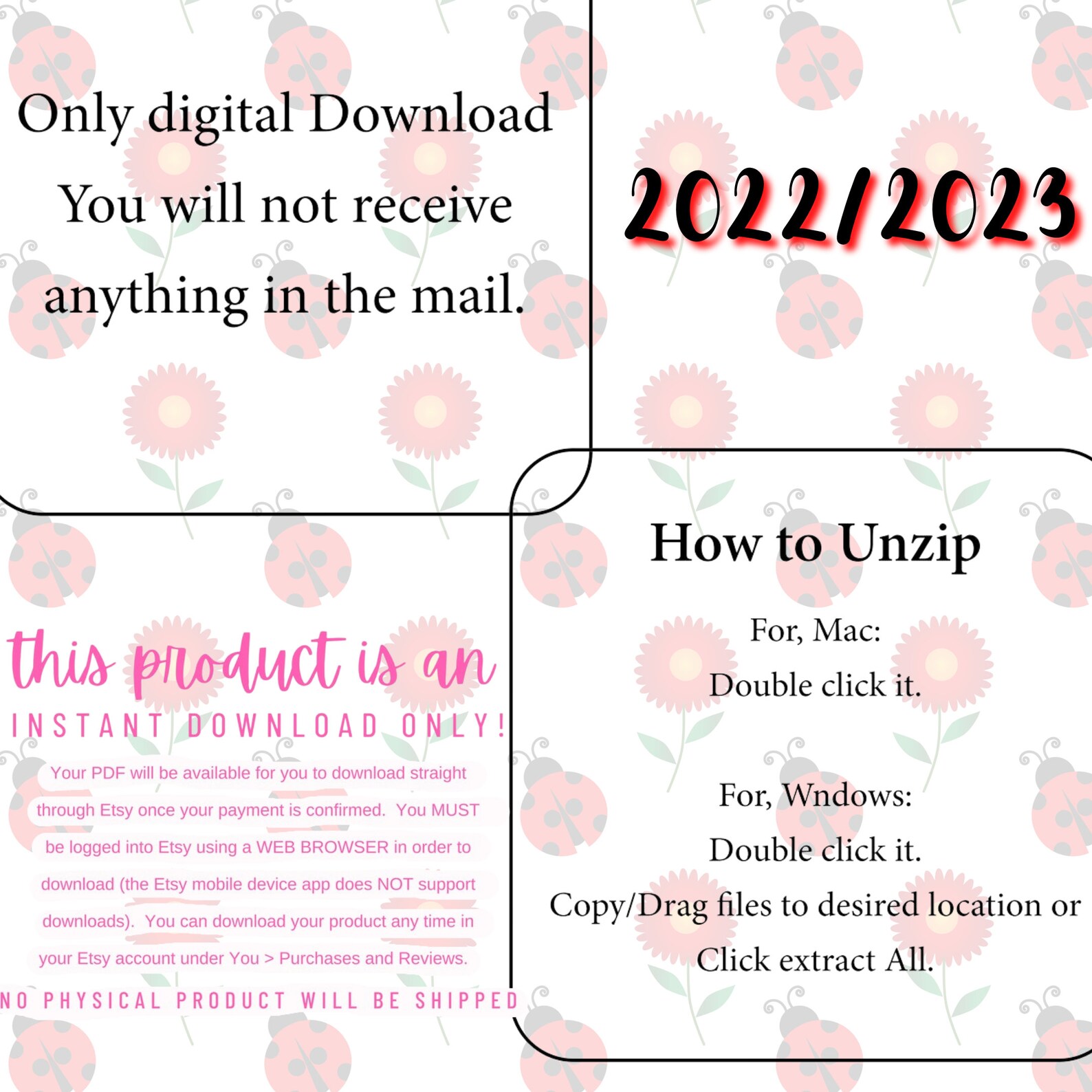 Planner Printable Daily Planner Monthly Planner Lady Bug | Etsy