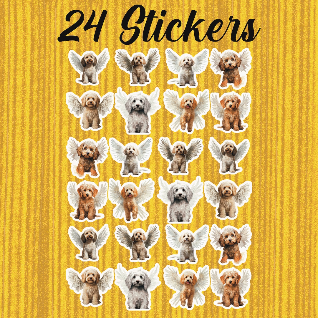 Cockapoo Angel Stickers, Set of 24 Stickers, Heaven Stickers, Angel ...