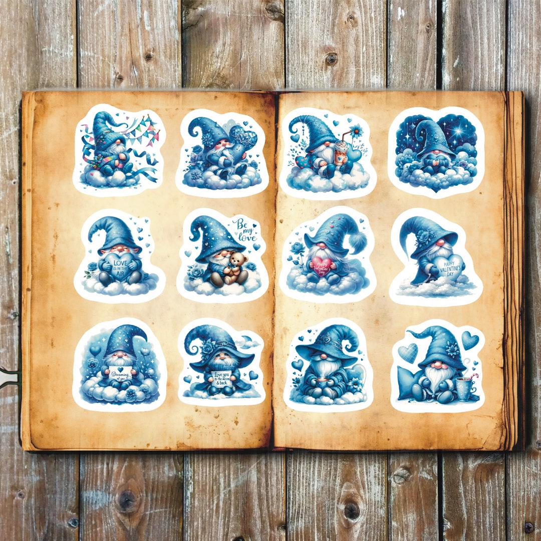 Blue Baby Gnome Stickers, Set of 24 Stickers, Baby Gnome Stickers, Blue ...