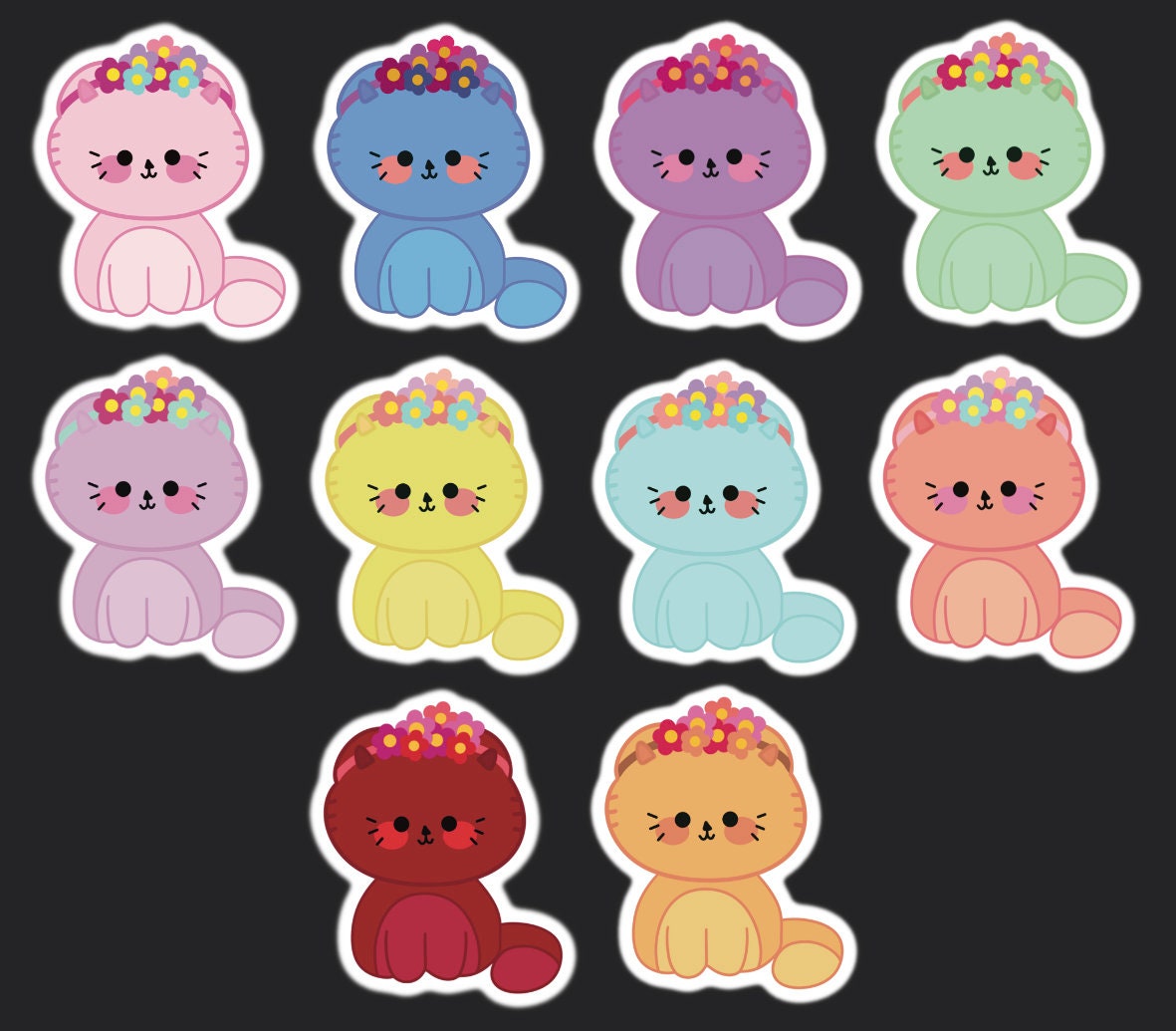 Cat Stickers, Set of 20 Stickers, Journal Sticker, Die Cut Sticker ...
