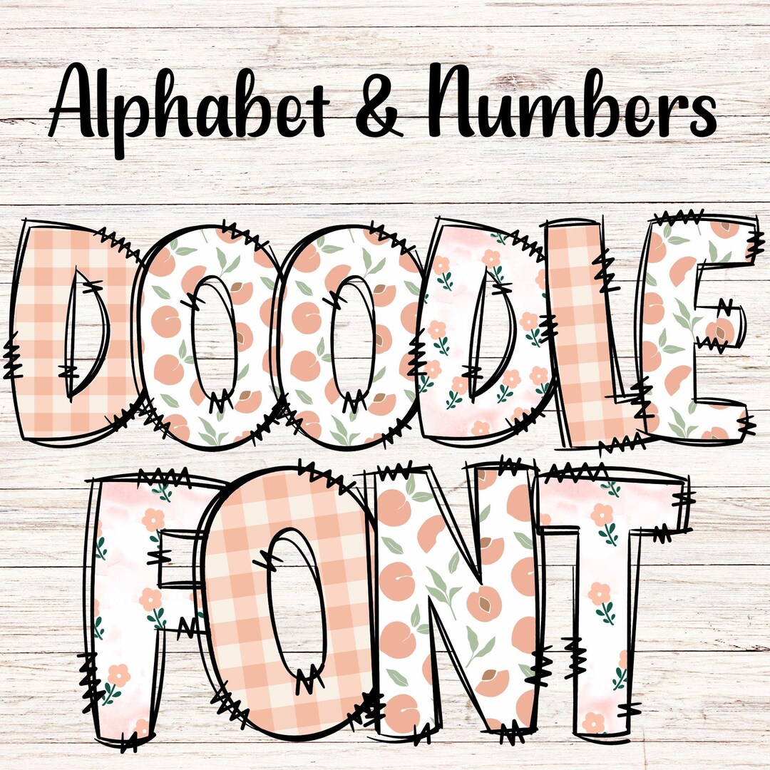 Southern Peach Doodle Letters PNG With Doodle Outline, Clipart Alphabet ...