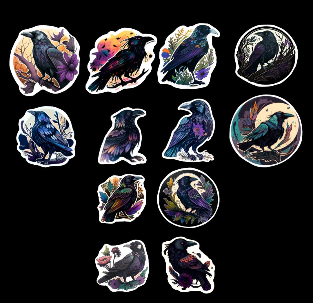 Gothic Raven Stickers Set of 24 Stickers Waterproof Sticker - Etsy