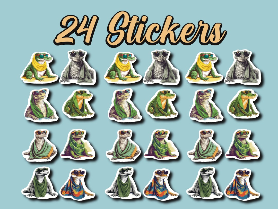 Lizard at the Beach, Set of 24 Stickers, Sticker, Journal Sticker, Die ...