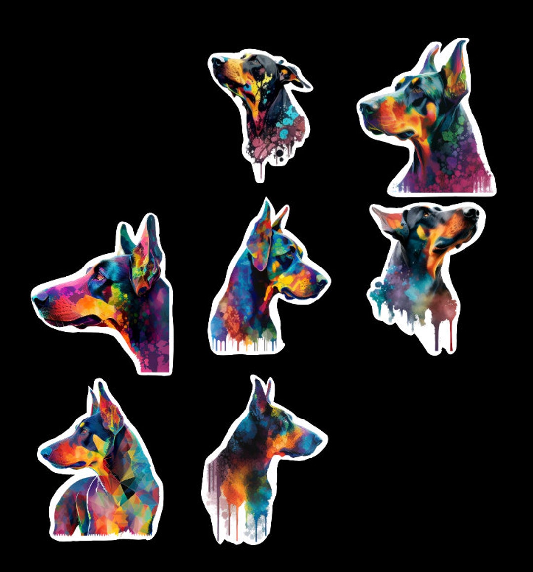 Doberman Tie Dye Magnets, Decorative Magnets, Dog Magnets, Kawaii Puppy ...