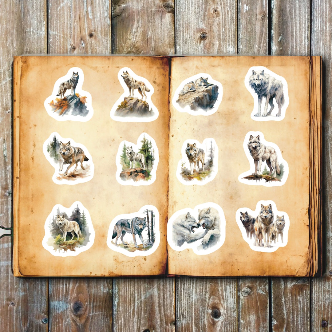 Wolf Stickers, Set of 24 Stickers, Wolves, Gray Wolf Stickers, Wolf ...