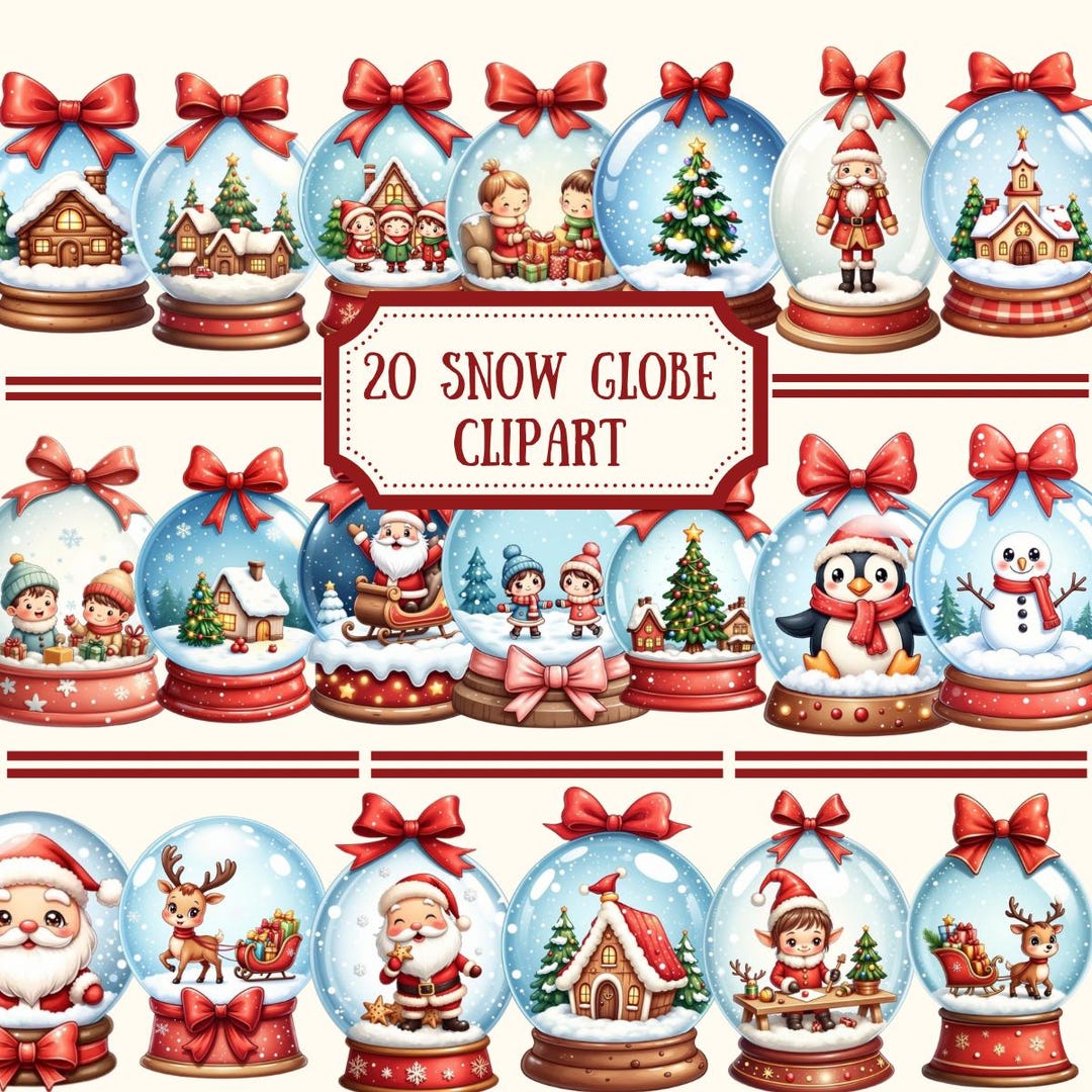 20 PNG Christmas Clipart | Cute Christmas Snow Globe | Digital Download ...