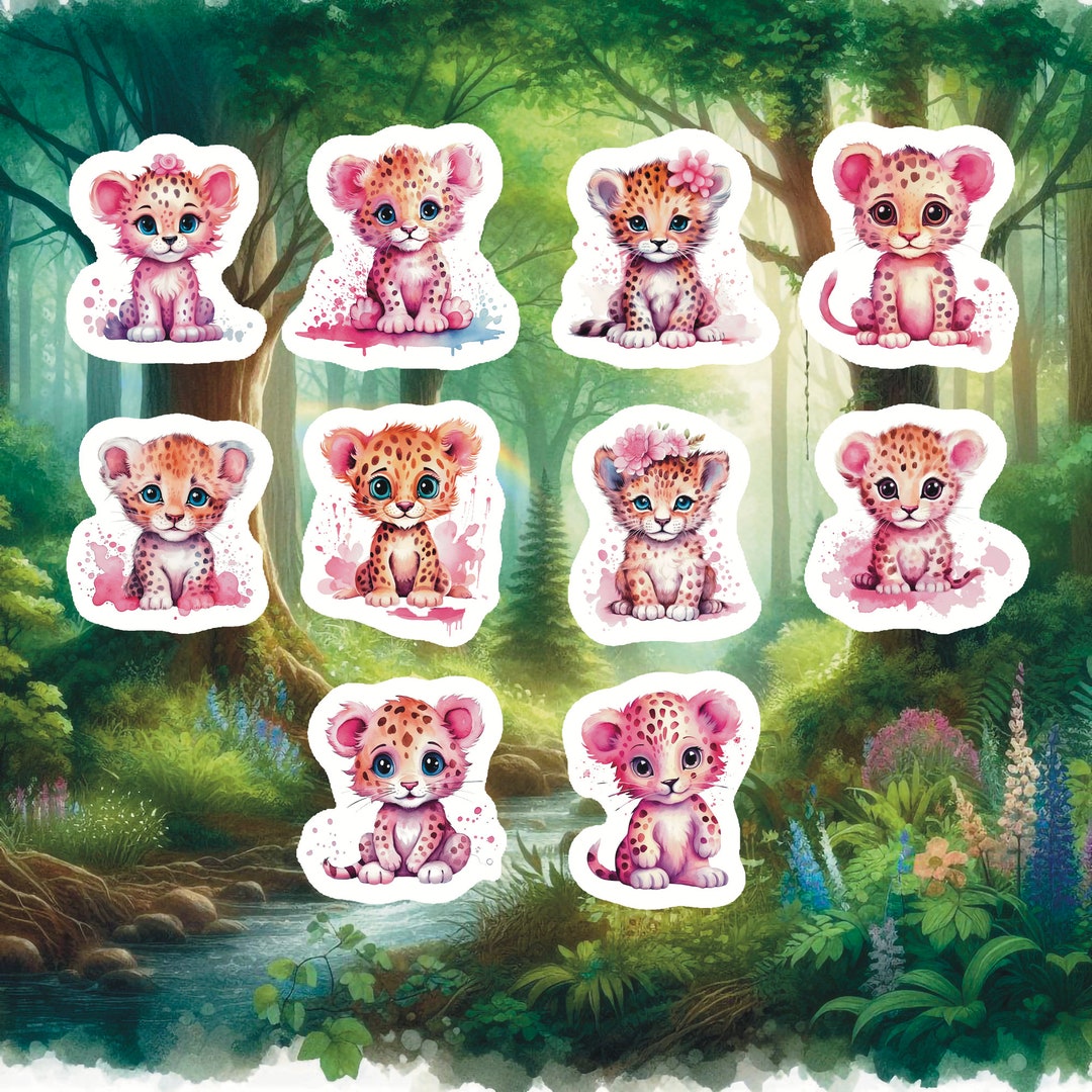 Cute Baby Cheetah Stickers, Set of 20 Stickers, Baby Cheetah Stickers ...