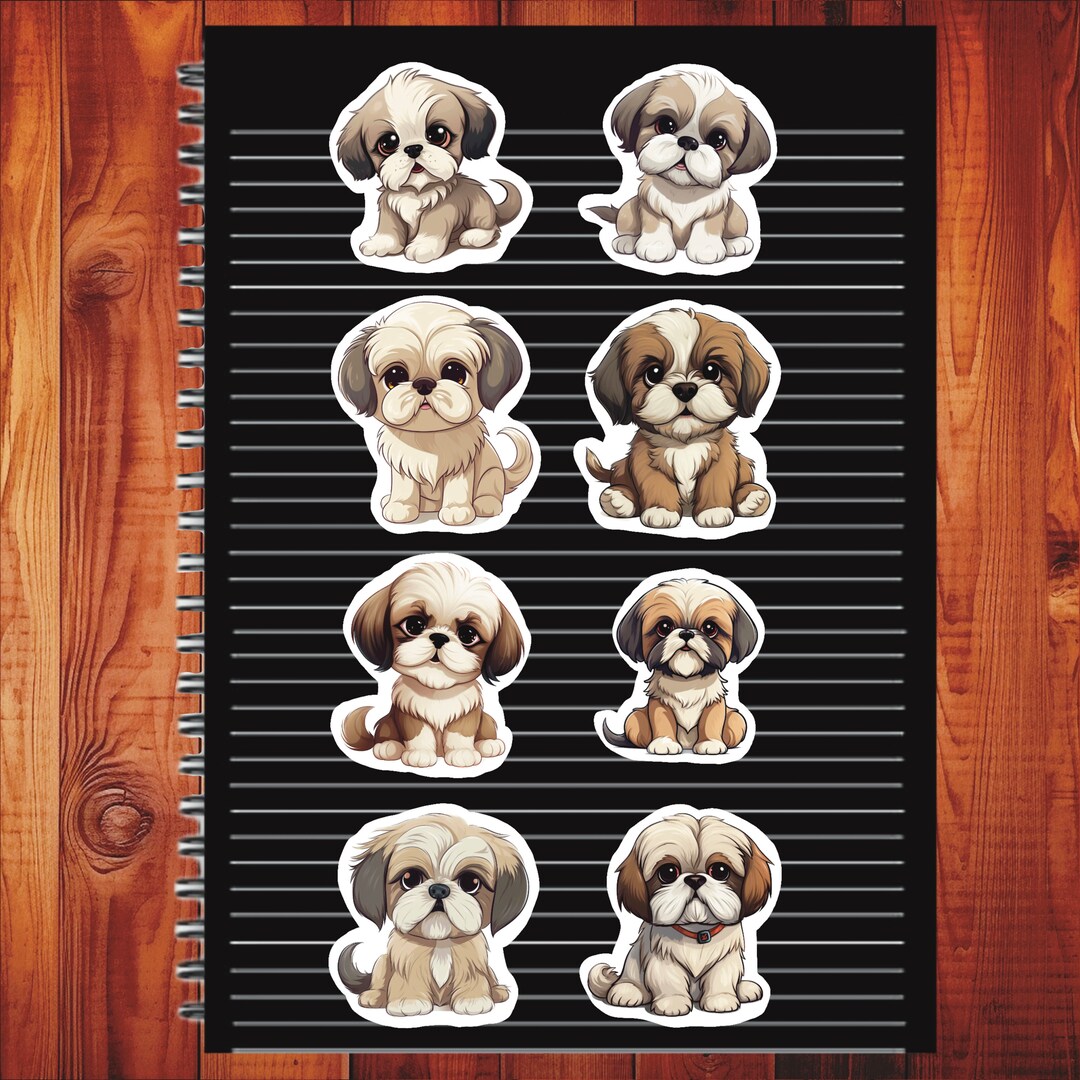 Kawaii Lhasa Apso Set of 24 Stickers, Sticker, Journal Sticker, Die Cut ...