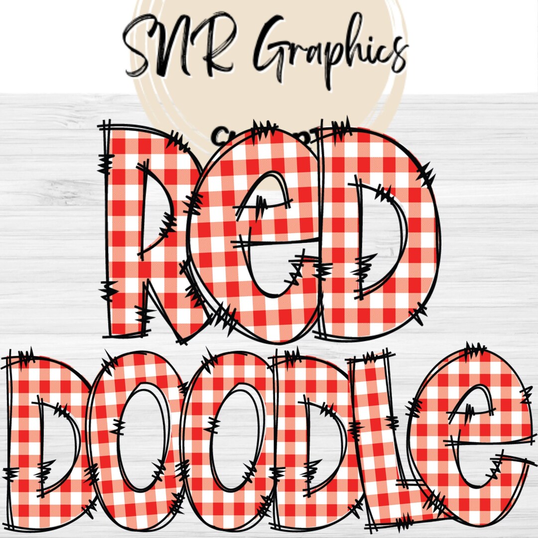 Red Gingham Doodle Font PNG, Plaid Alphabet Clipart (digital Download ...