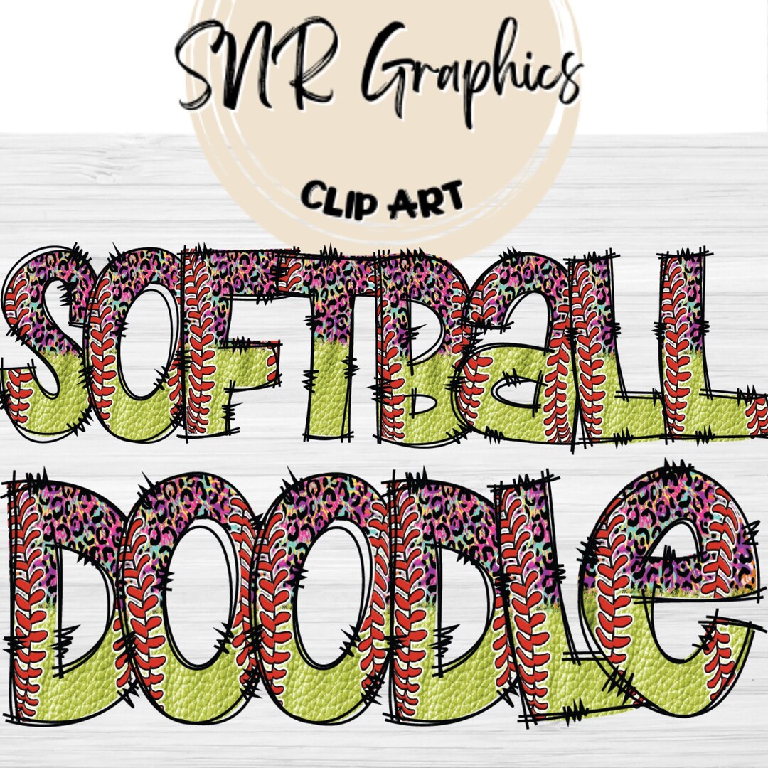 Cheetah Softball Doodle Letters PNG With Doodle Outline, Leopard Font ...