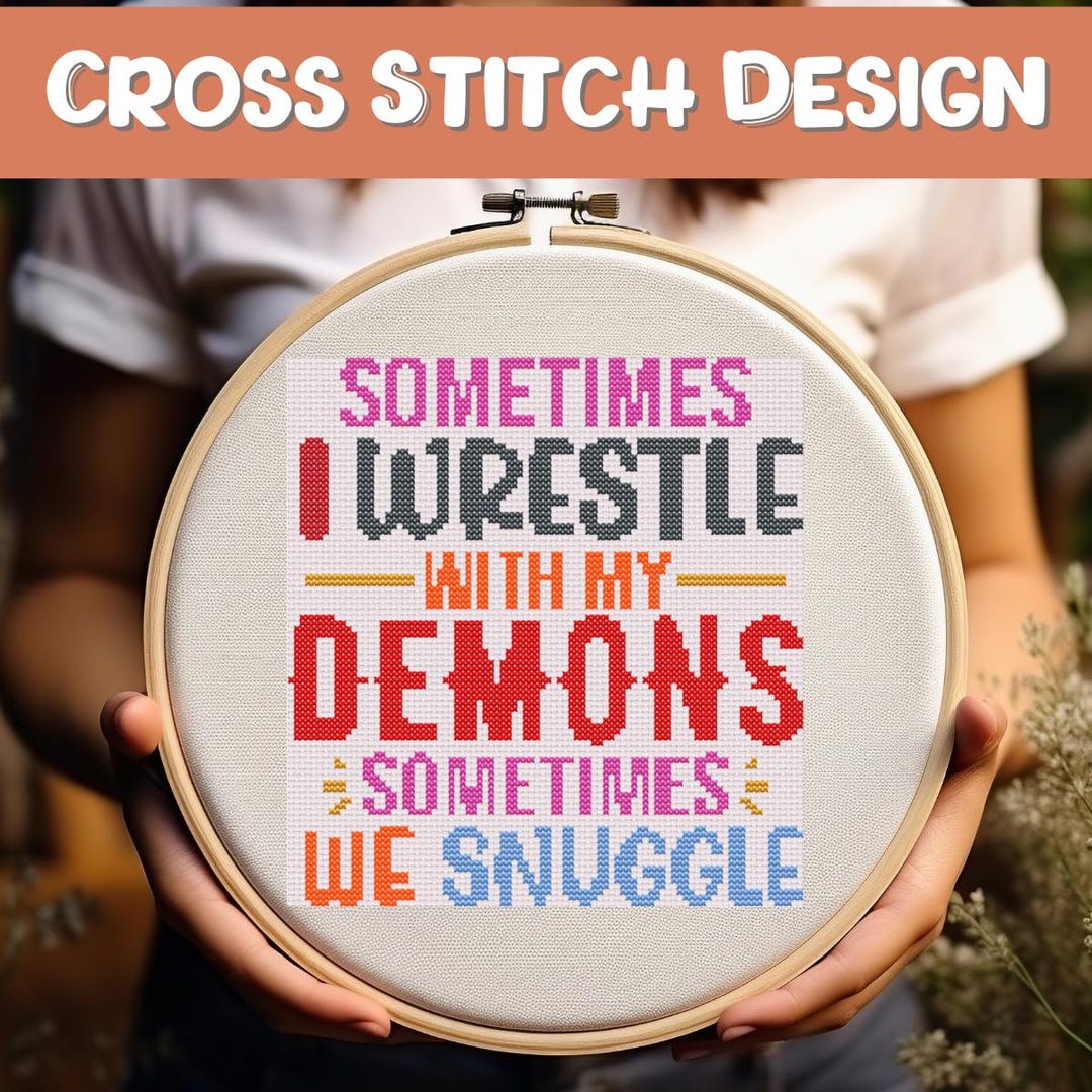 Snuggle With Demons Cross Stitch Pattern PDF - Digital Download - Funny ...