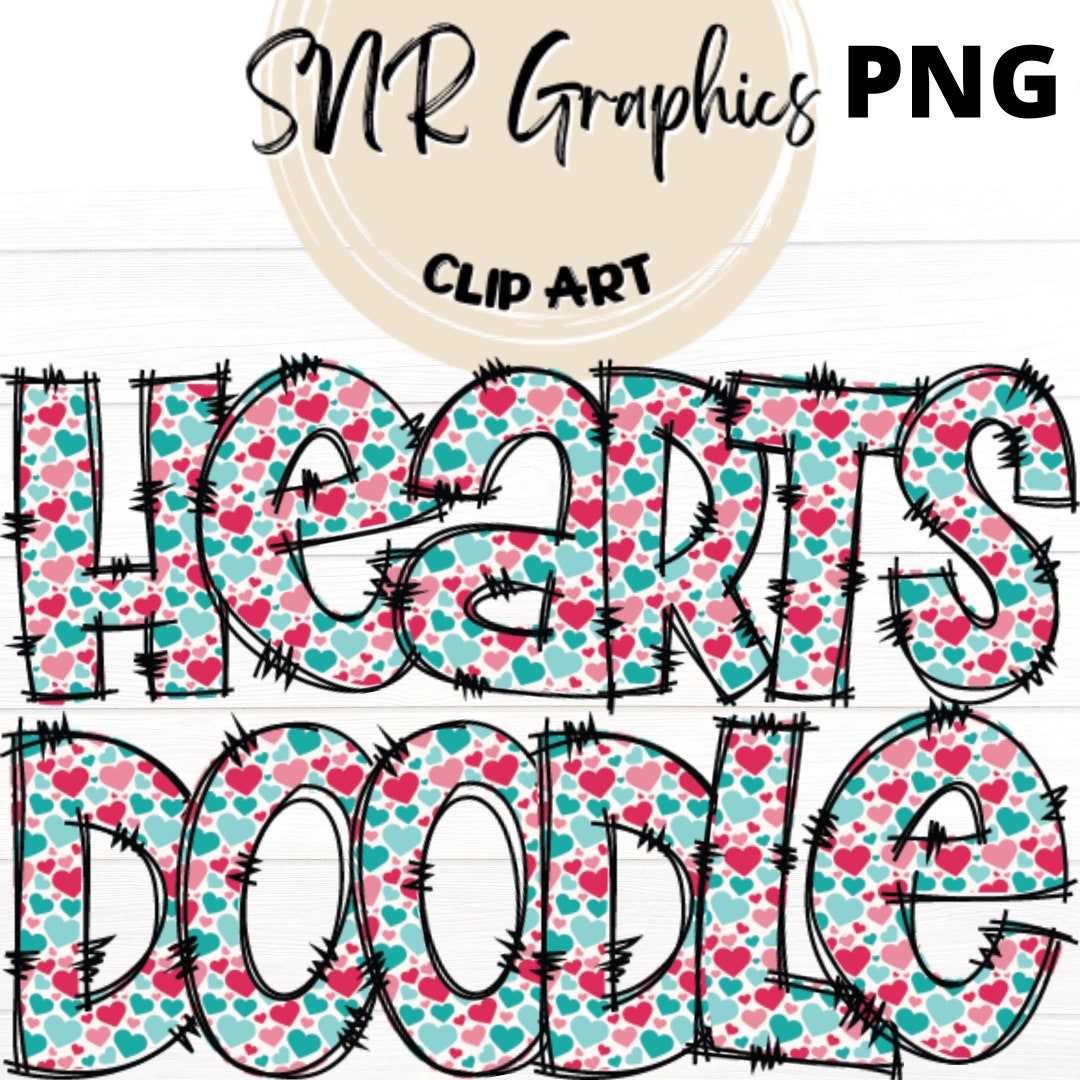Heart Doodle Font, Clipart Alphabet Letters (PNG Digital Download ...