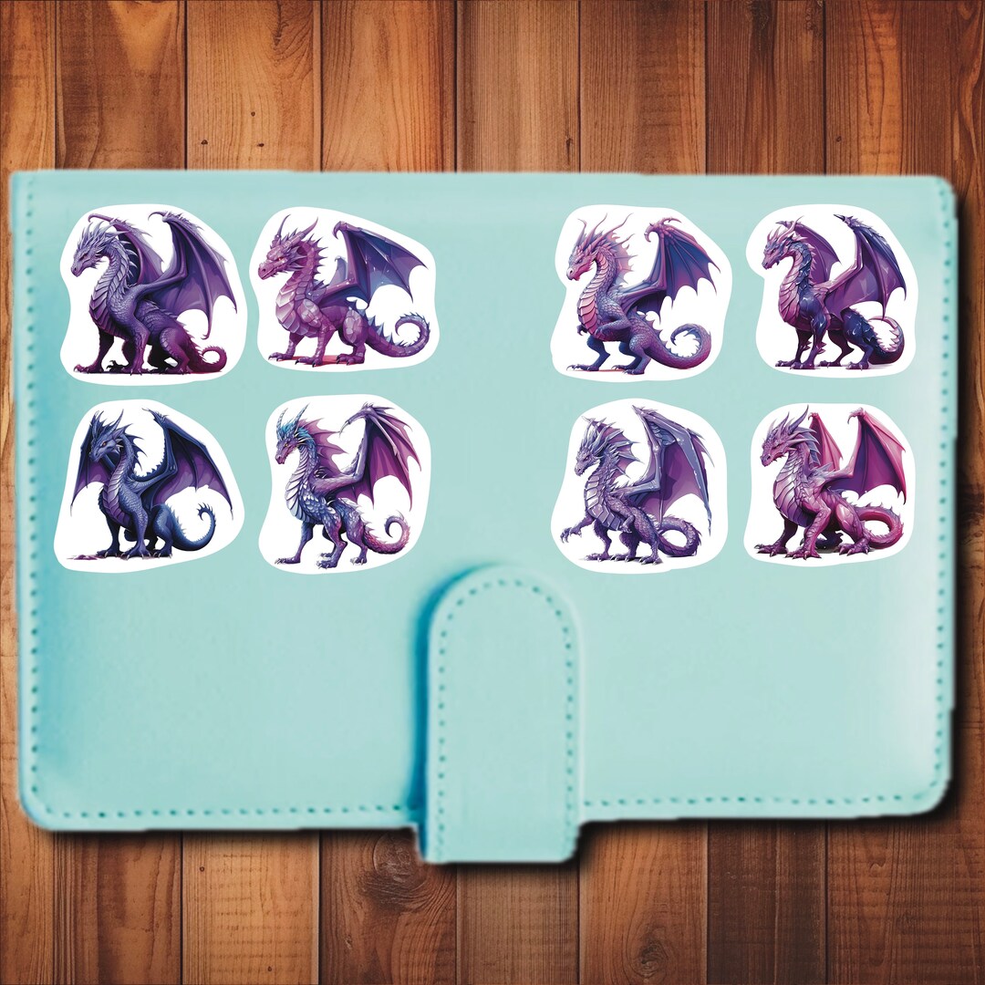Purple Dragon Stickers, Set 24 Stickers, Dragon Sticker, Die Cut ...