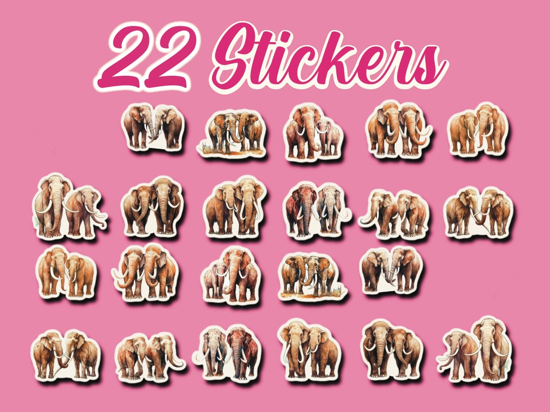 Mammoth Stickers, Set of 22 Stickers, Love Stickers, Couple Sticker ...