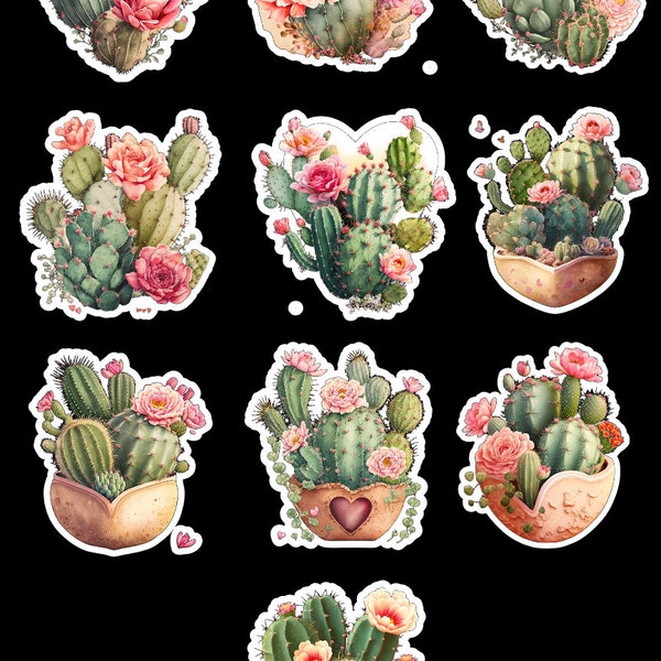 Cactus Stickers - Etsy