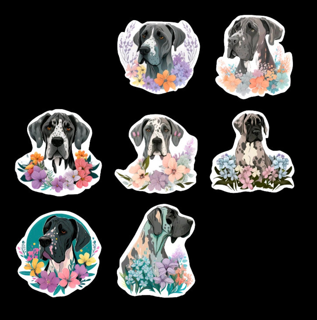 Great Dane Dog, Set of 21 Stickers, Sticker, Journal Sticker, Die Cut ...