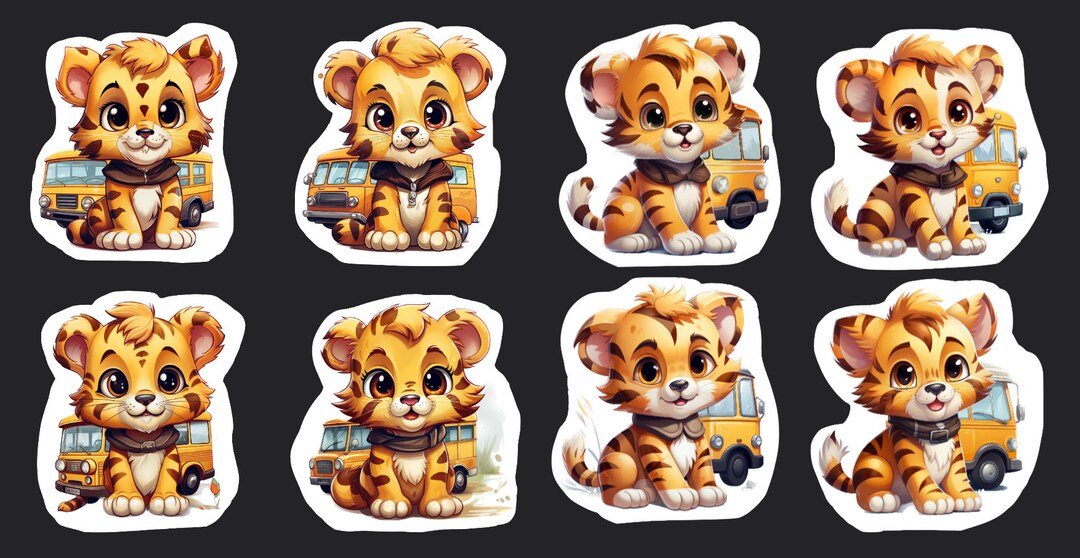 Tiger School Bus Stickers, Set of 24 Stickers, Journal Sticker, Die Cut ...