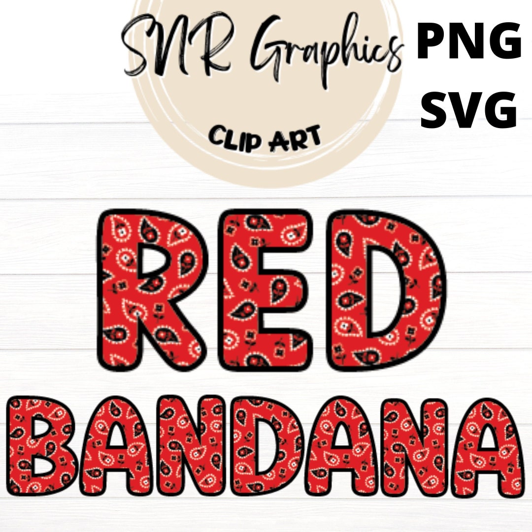Red Bandana Bubble Letters PNG With Doodle Outline, Paisley Font SVG ...