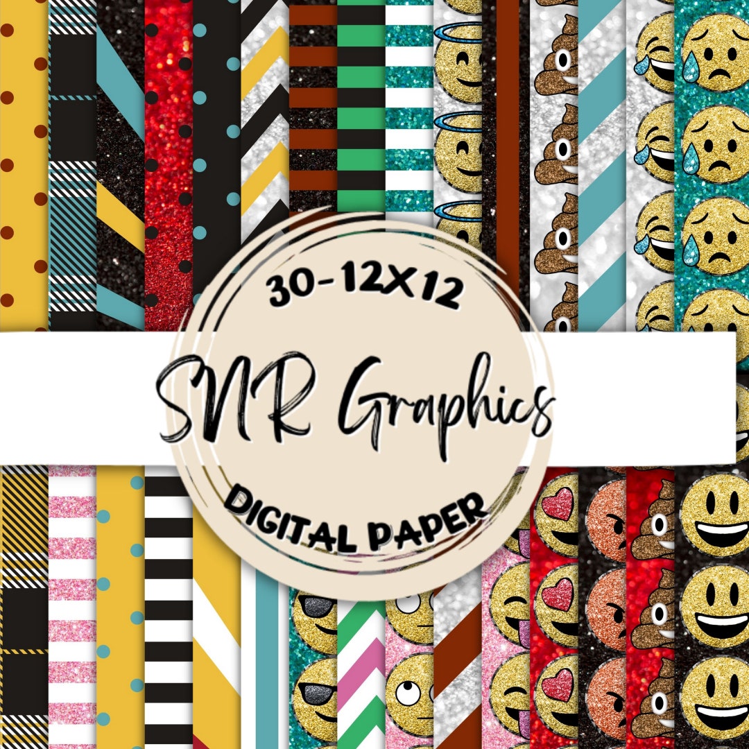 Emoji Digital Paper Bundle 12X12, Scrapbook Paper, Wallpaper, Digital ...