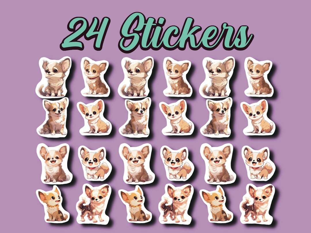 Anime Chihuahua Dog Stickers, Set of 24 Stickers, Journal Sticker, Die ...