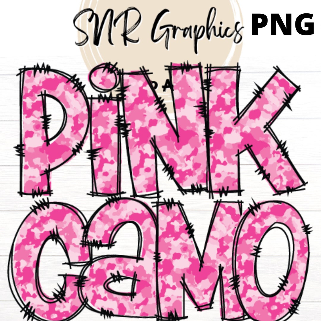 Pink Camo Doodle Letters PNG With Doodle Outline, Army Font, Clipart ...