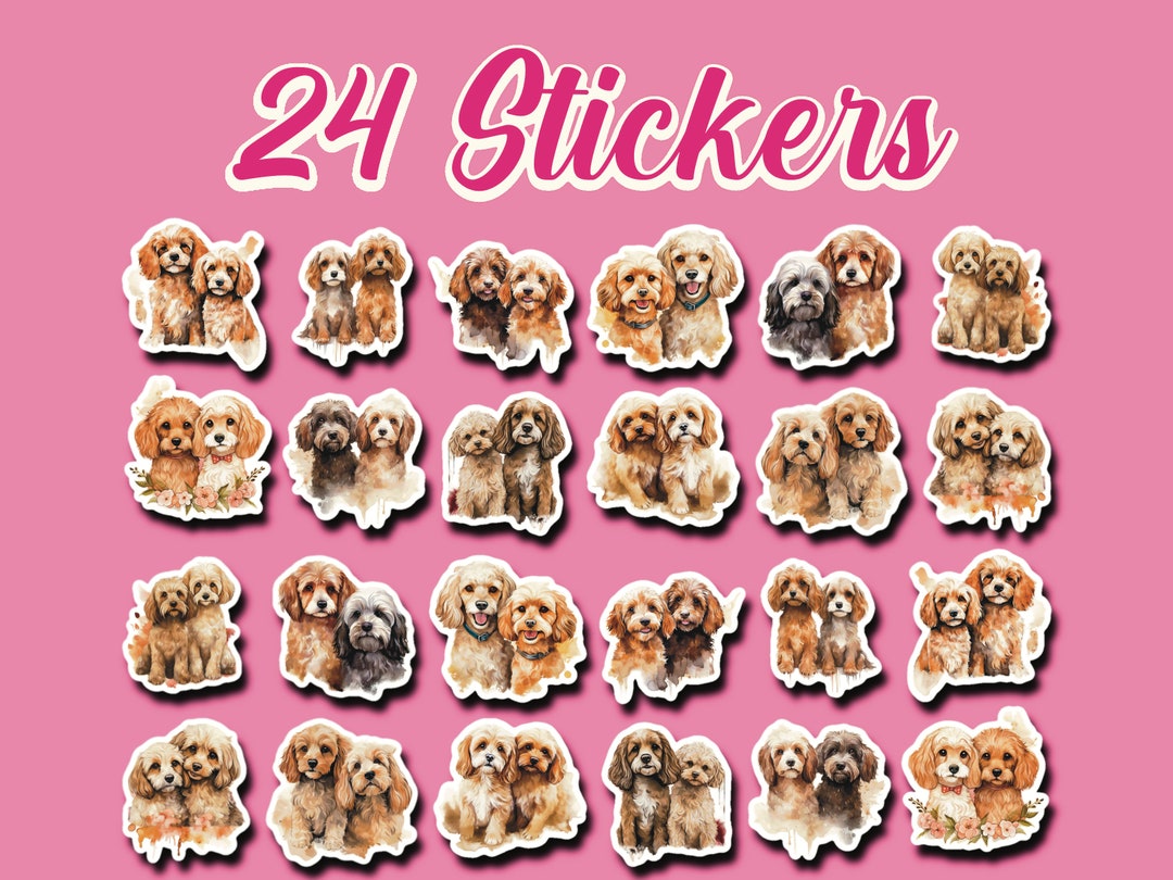 Cockapoo Stickers, Set 24 Stickers, Love Stickers, Couple Sticker, Dog ...
