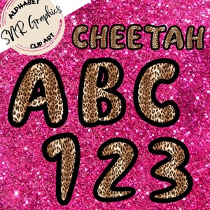 Cheetah Alphabet Clipart, Number Clipart, Cheetah Font, Clipart Bundle ...