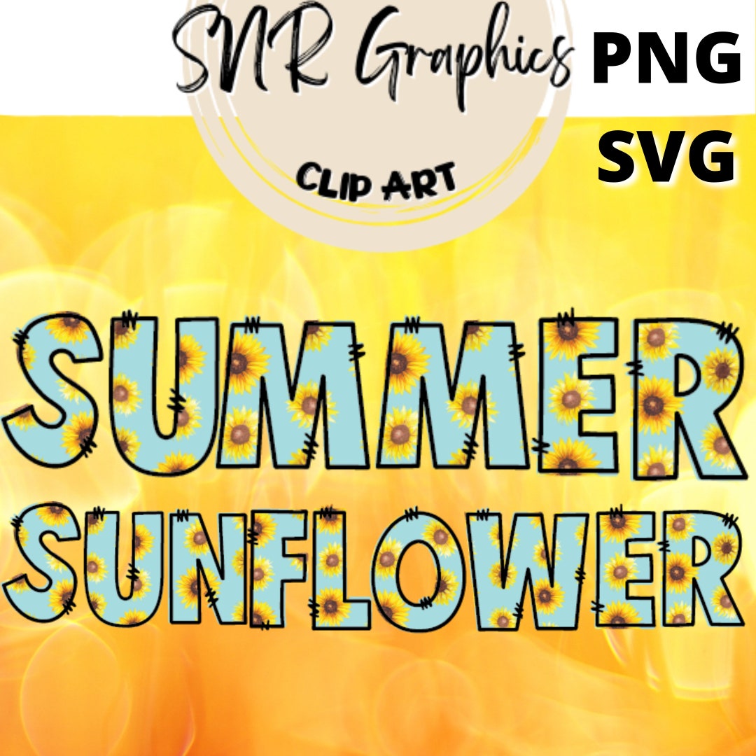 Summer Sunflower Doodle Letters PNG With Doodle Outline, Sunflower Font ...