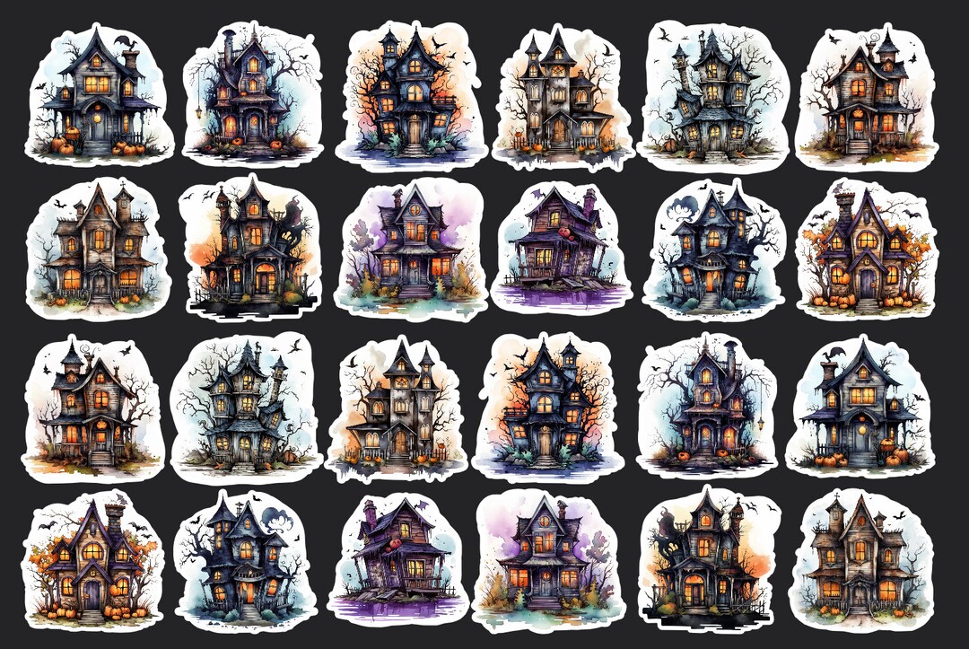 Haunted House Stickers, Set of 24 Stickers, Sticker, Journal Sticker ...