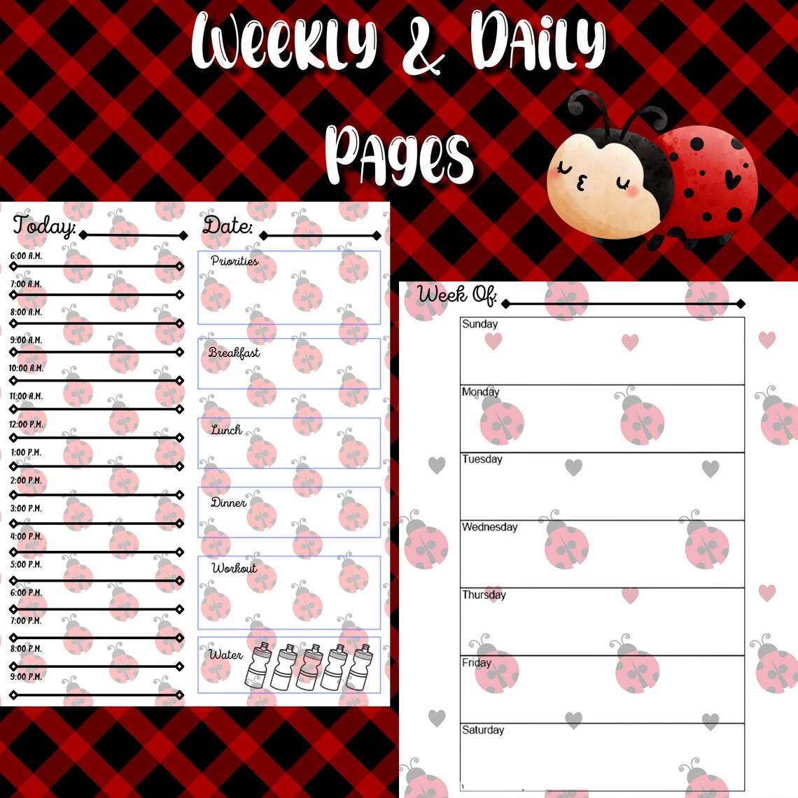 Planner Printable Daily Planner Monthly Planner Lady Bug | Etsy