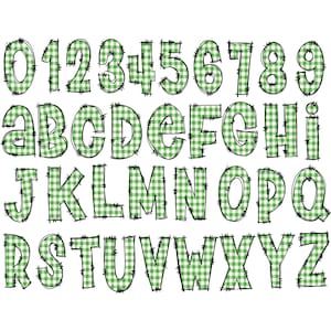 Green Gingham Doodle Letters PNG With Doodle Outline, Plaid Clipart ...