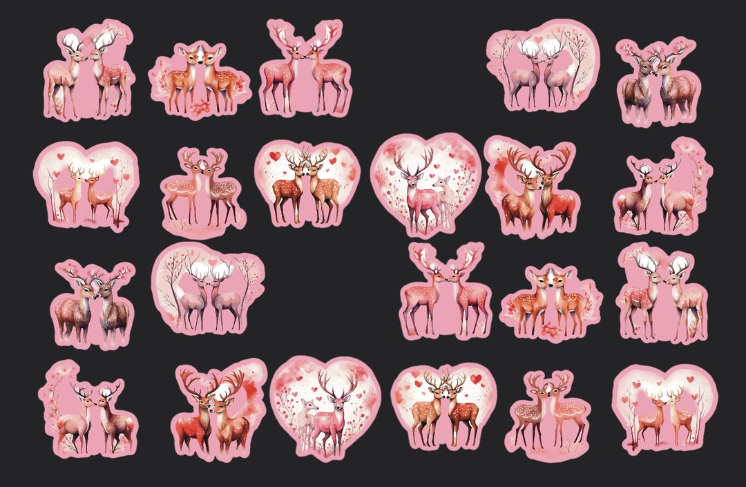 Deer Stickers, Set of 22 Stickers, Valentine Sticker, Buck Stickers ...