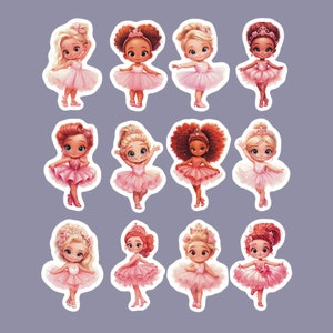 Ballerina Stickers, Set of 24 Stickers, Ballerina Stickers, Ballerinas ...