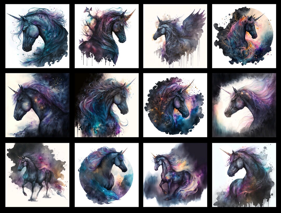 Dark Unicorn Set of 24 Stickers, Sticker, Journal Sticker, Die Cut ...